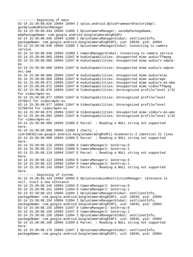 Oplus Camera Manager Log Analysis | PDF | Software | Computer Programming