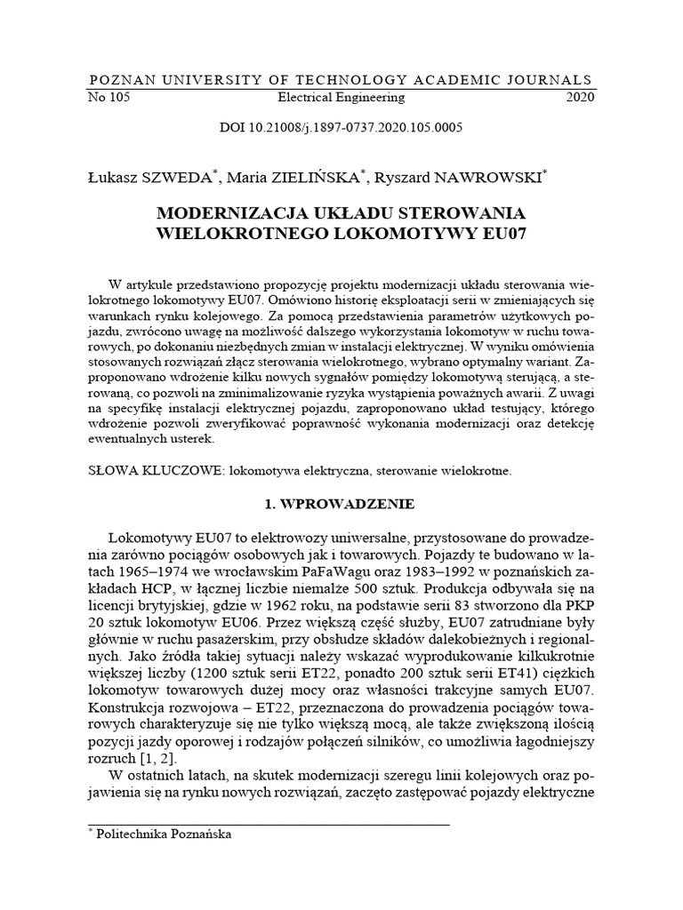 Szweda Lukasz Modernizacja 105 2020 | PDF