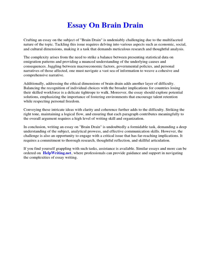 Essay On Brain Drain | PDF | Don Quixote