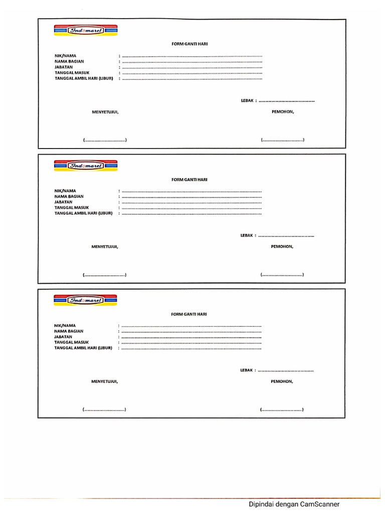 Form Ganti Hari | PDF