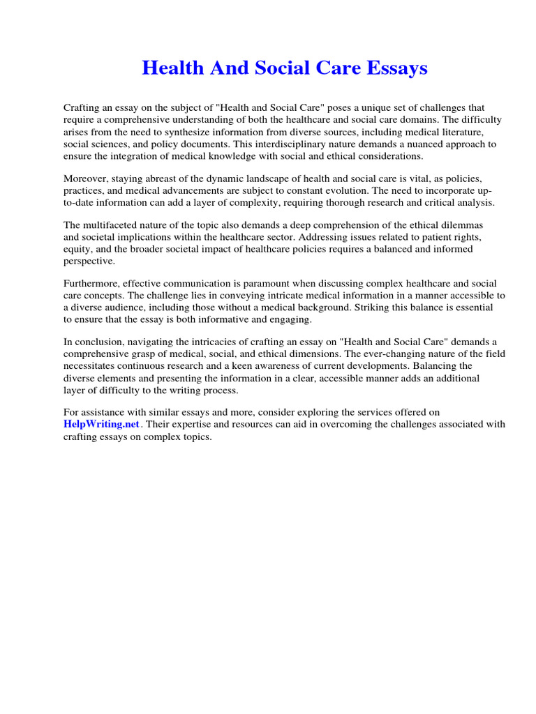 Health and Social Care Essay Guide | PDF | Ford Motor Company