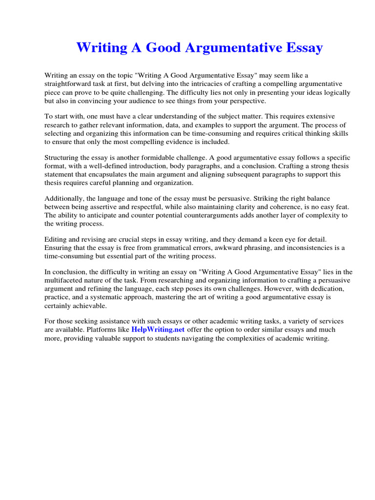 Writing A Good Argumentative Essay | PDF | Essays | Adam And Eve