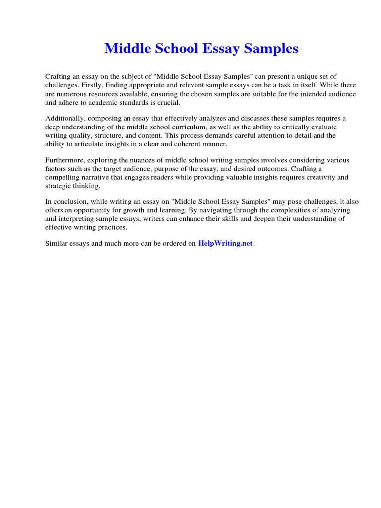 Middle School Essay Samples | PDF | Hypothyroidism | Sleep Apnea