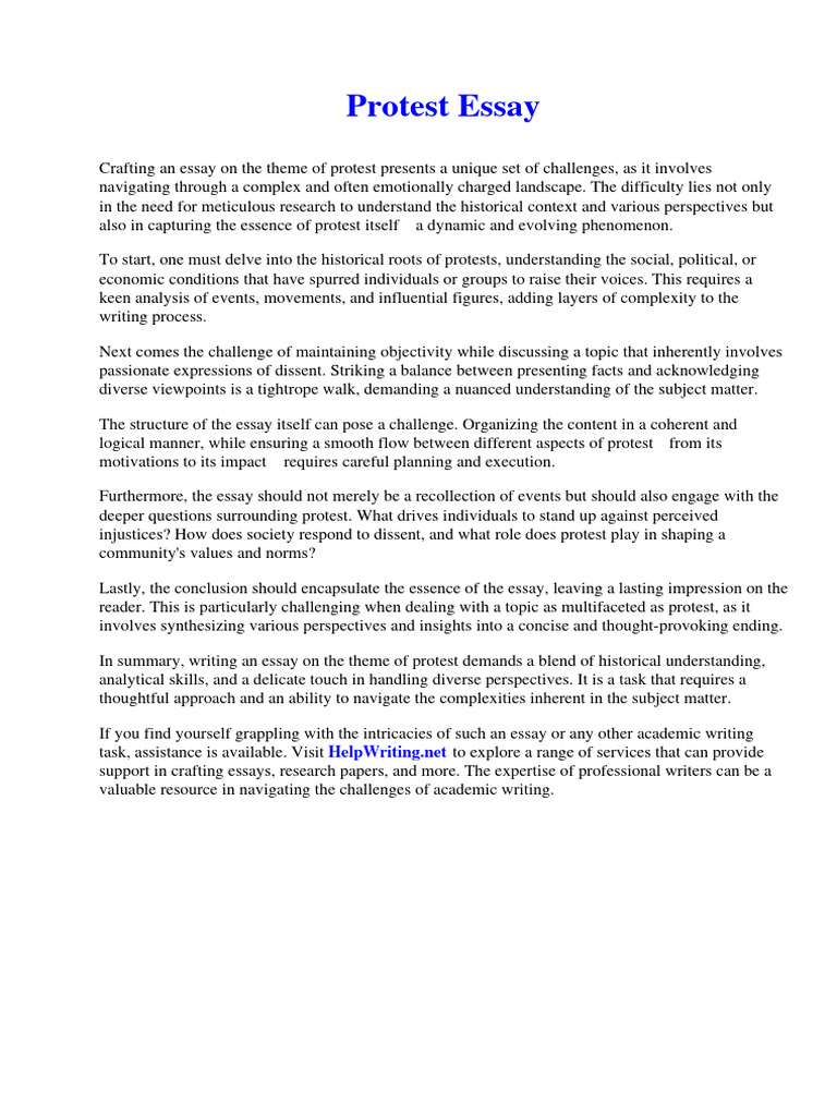 Protest Essay | PDF | Sigmund Freud | Psychoanalysis