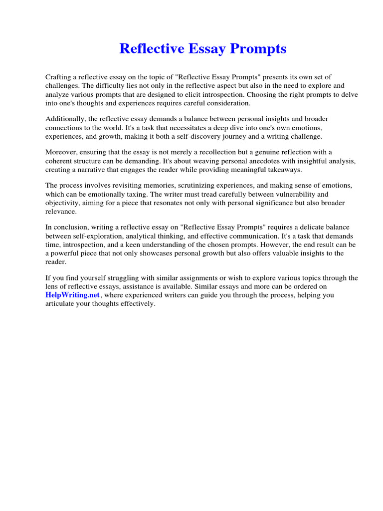 Reflective Essay Prompts | PDF | Essays | Thought