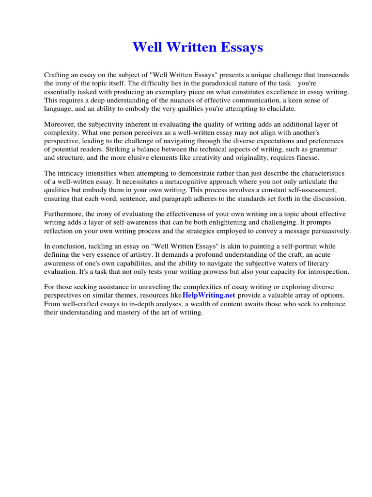 Well Written Essays | PDF | Self-Improvement