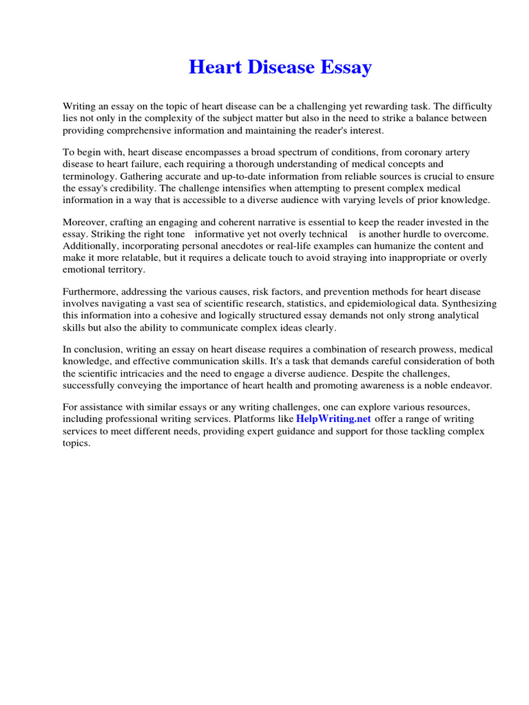 Heart Disease Essay | PDF | Heart Of Darkness