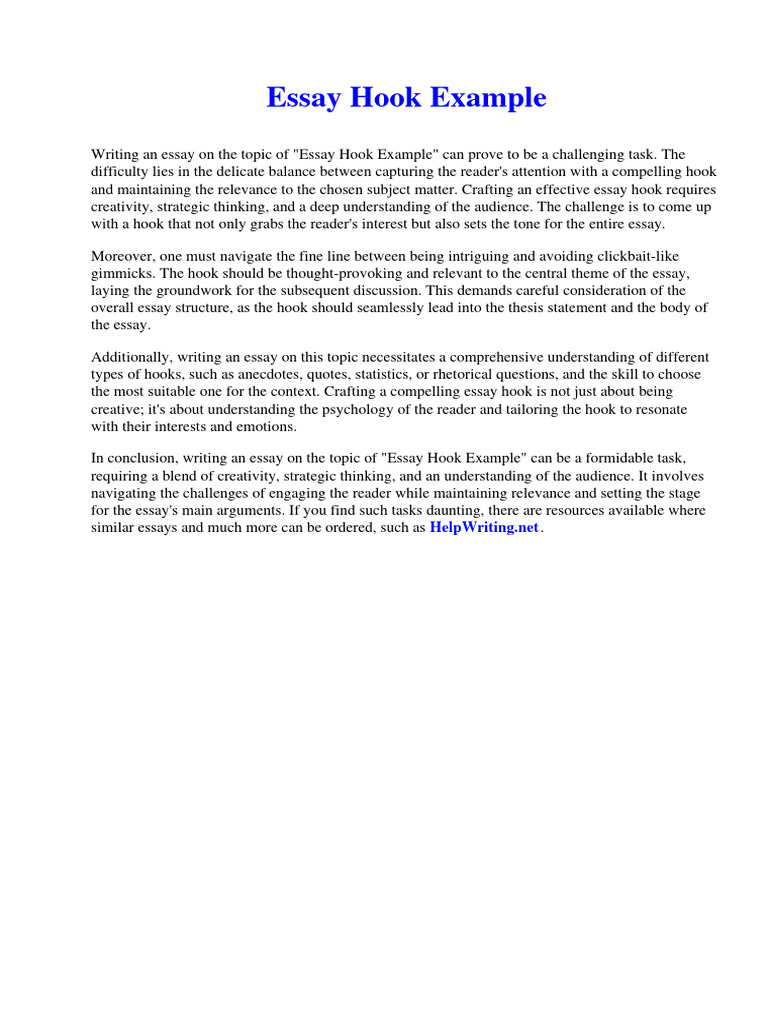 Essay Hook Example | Download Free PDF | Fat | Saturated Fat