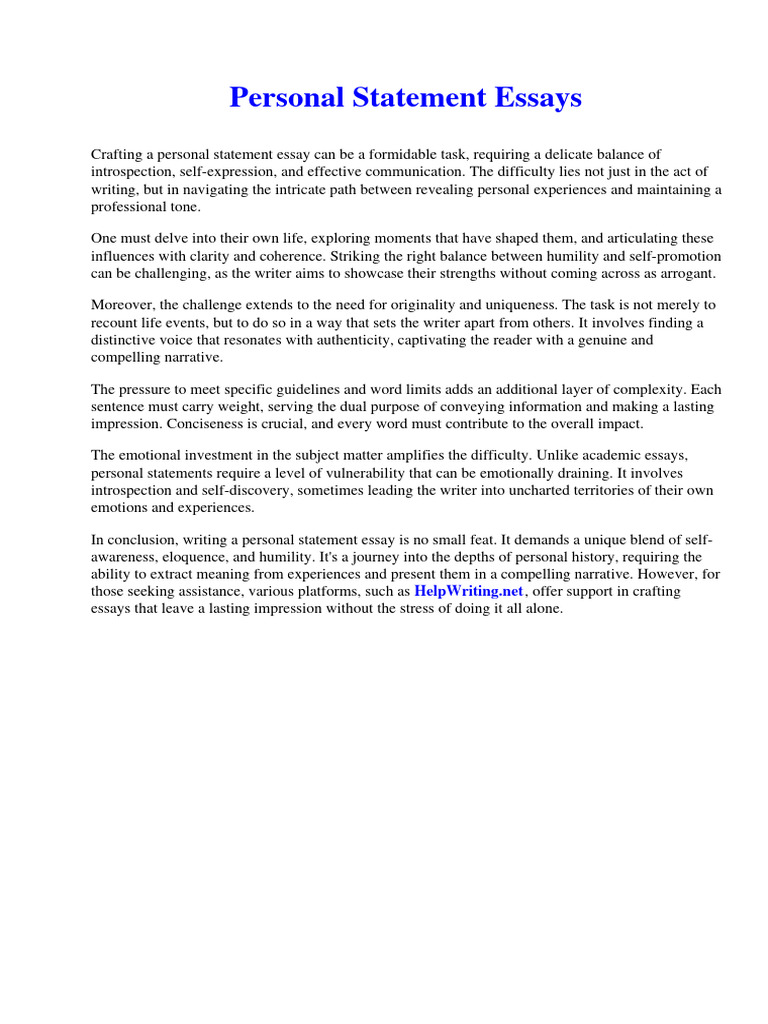 Personal Statement Essays | PDF | International Monetary Fund | 1997 ...