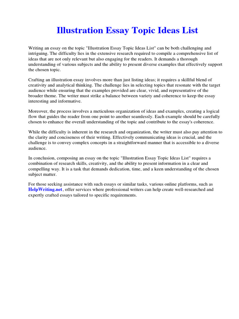 Illustration Essay Topic Ideas List | PDF | Essays