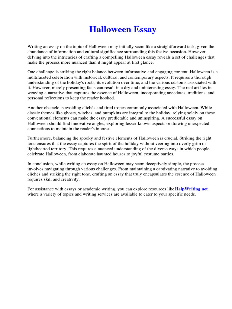 Halloween Essay | PDF | Politics | Social Science