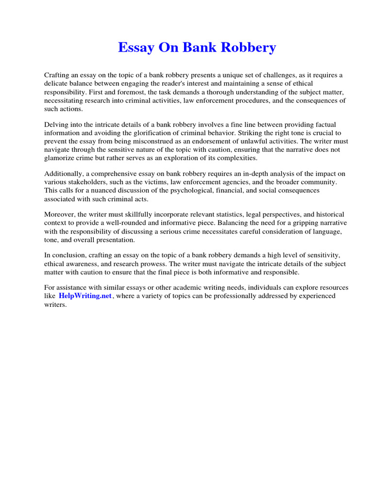 Essay On Bank Robbery | PDF | Homosexuality | Domestic Violence