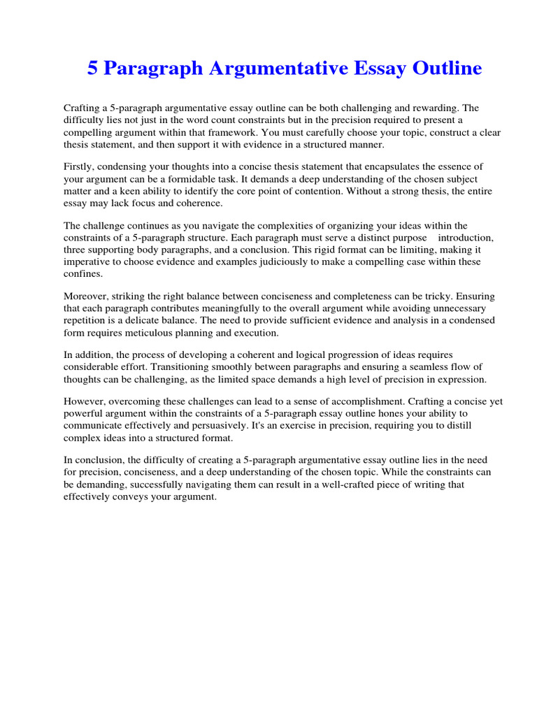 5 Paragraph Argumentative Essay Outline | PDF | Essays | God