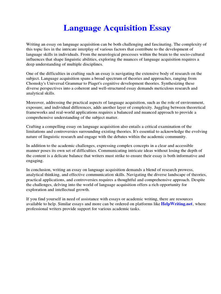 Language Acquisition Essay | PDF | Aeneas | Aeneid