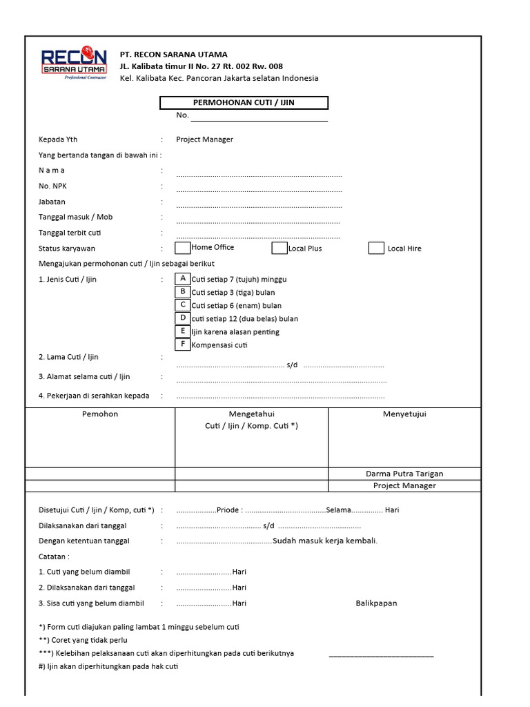 Form Cuti | PDF