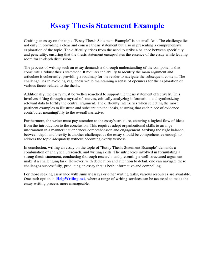 Open Thesis Statement Examples | PDF | Essays | Child Labour