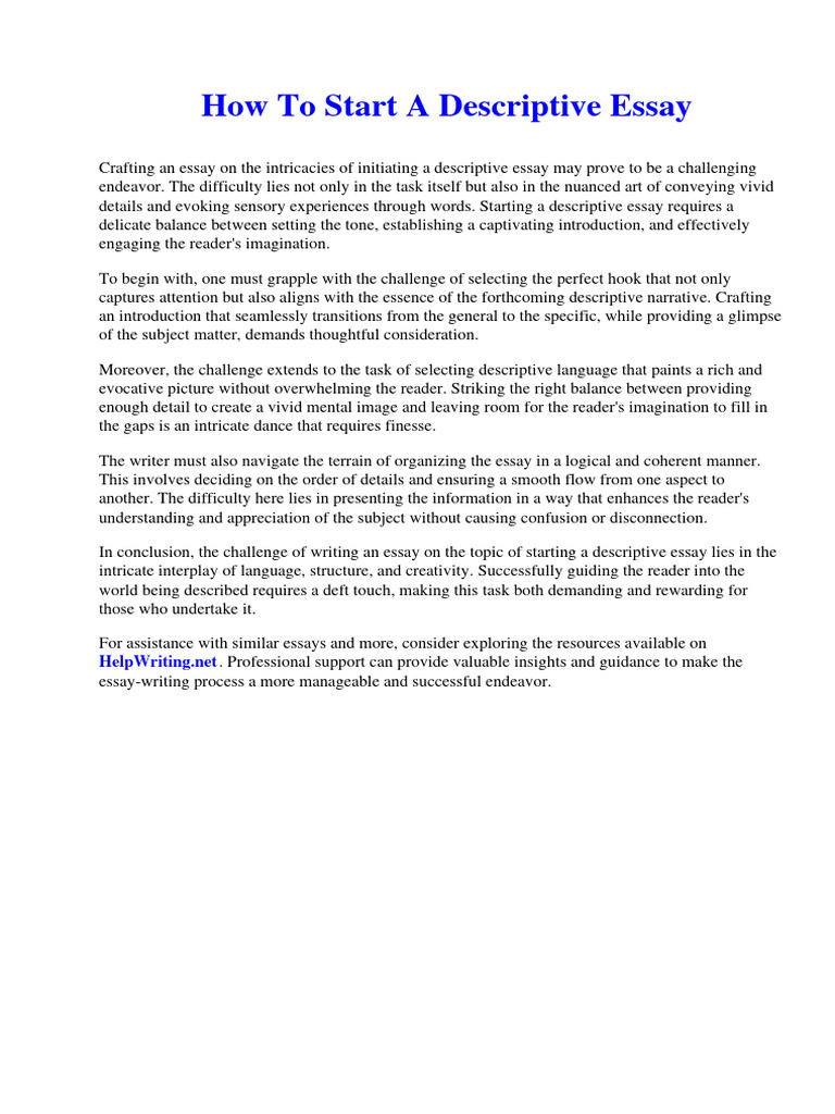 How To Start A Descriptive Essay | PDF | Immigration | Illegal ...