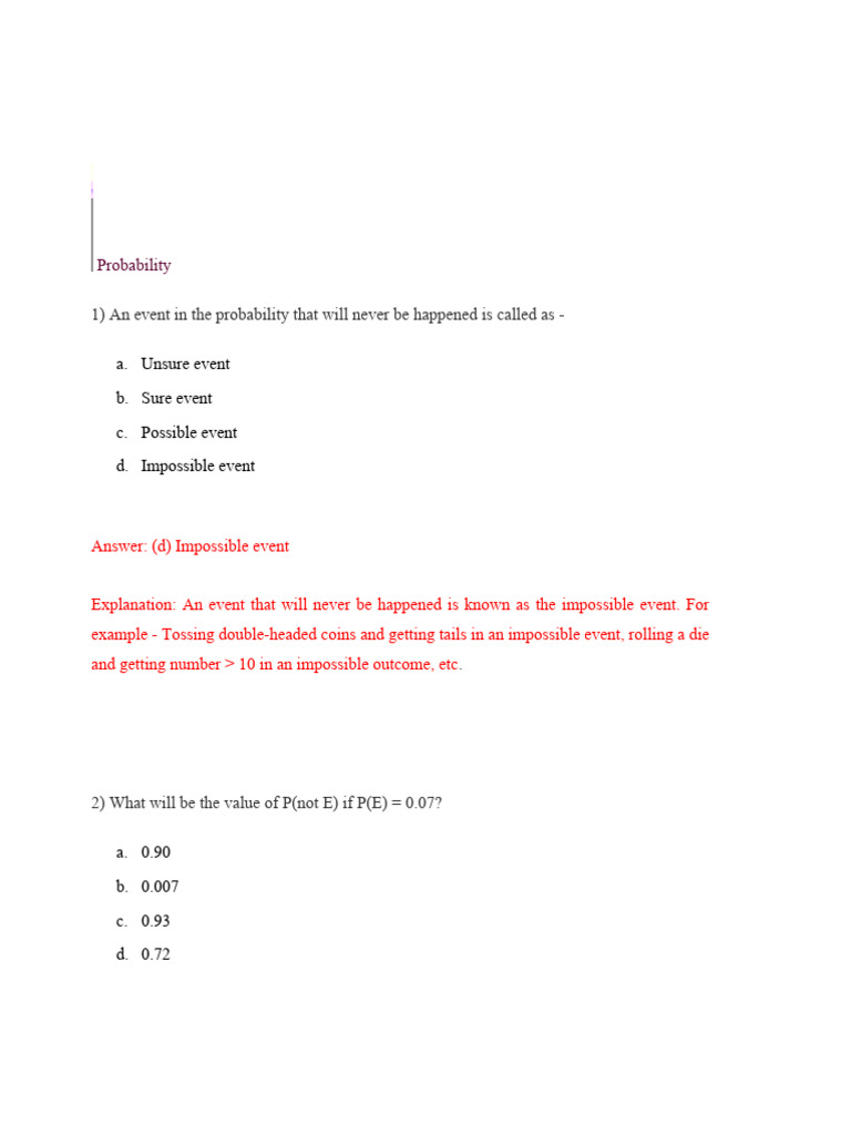 Probability Questions MEMO | PDF | Odds | Mathematics