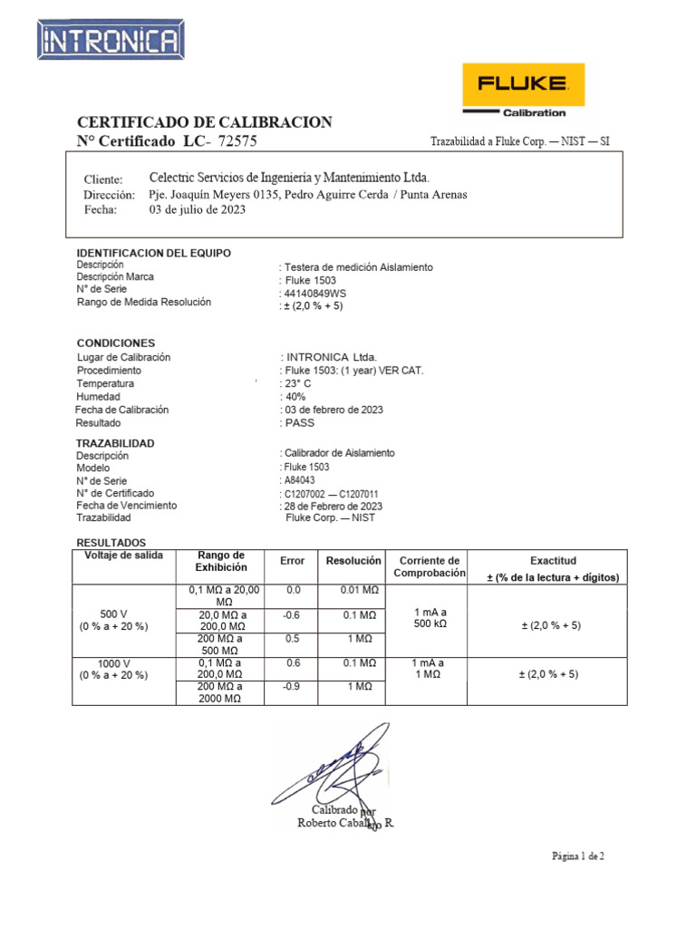 Certificado de Calibración LC-72575 | Descargar gratis PDF | Calibración | Observación