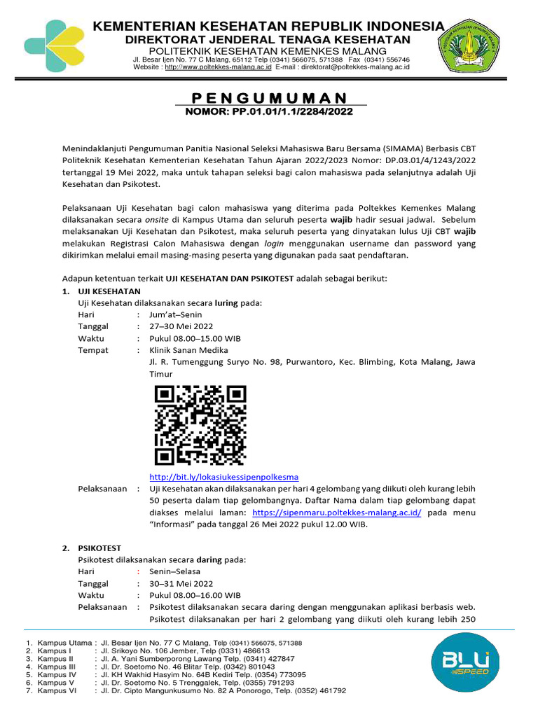 Revisi Pengumuman Lulus Tahap I Jalur Simama Tahun 2022 50790 | PDF