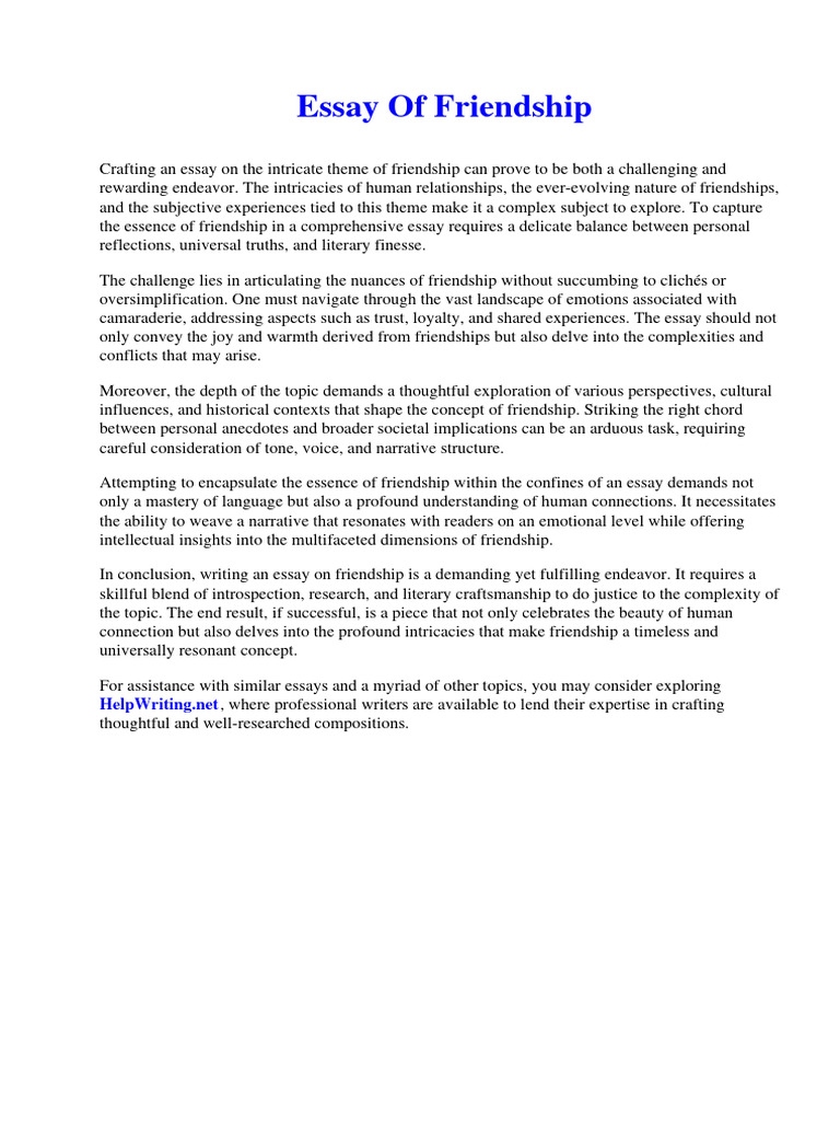 Essay of Friendship | PDF | Rudyard Kipling | Essays