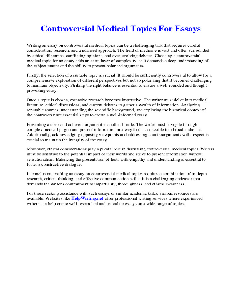 Controversial Medical Topics For Essays | PDF | Empathy