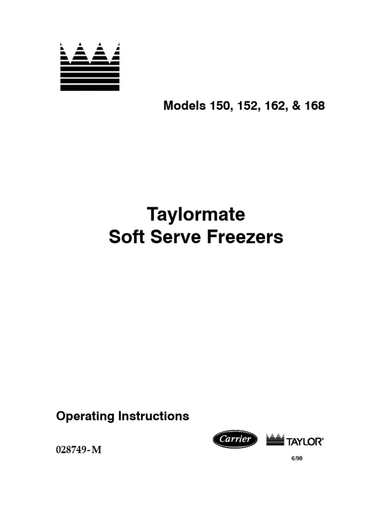 Taylor 168 User Manual | PDF | Ac Power Plugs And Sockets | Refrigerator