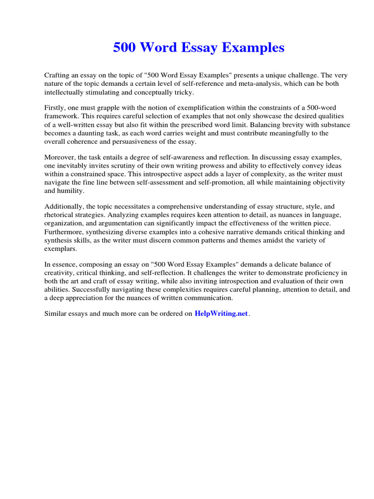 500 Word Essay Examples | Download Free PDF | Fingerprint