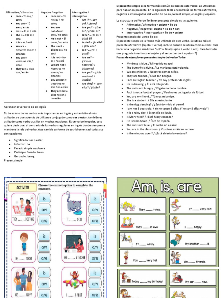 Aprender El Verbo To Be en Inglés | PDF | Verbo | Lingüística