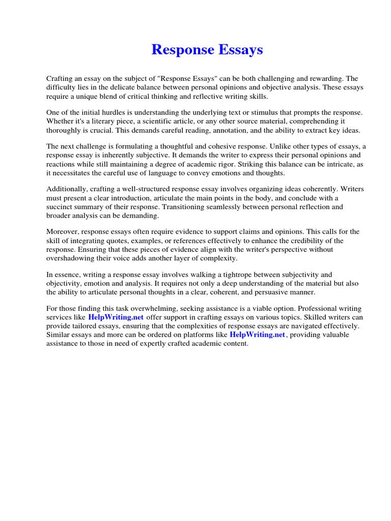 Response Essays | PDF
