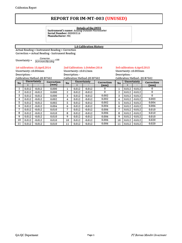 Im MT 003 | PDF | Calibration