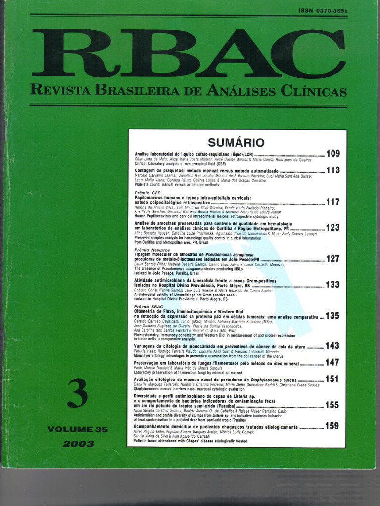 RBAC Vol.35 N3-Completa | PDF | Líquido cefalorraquidiano | Especialidades médicas