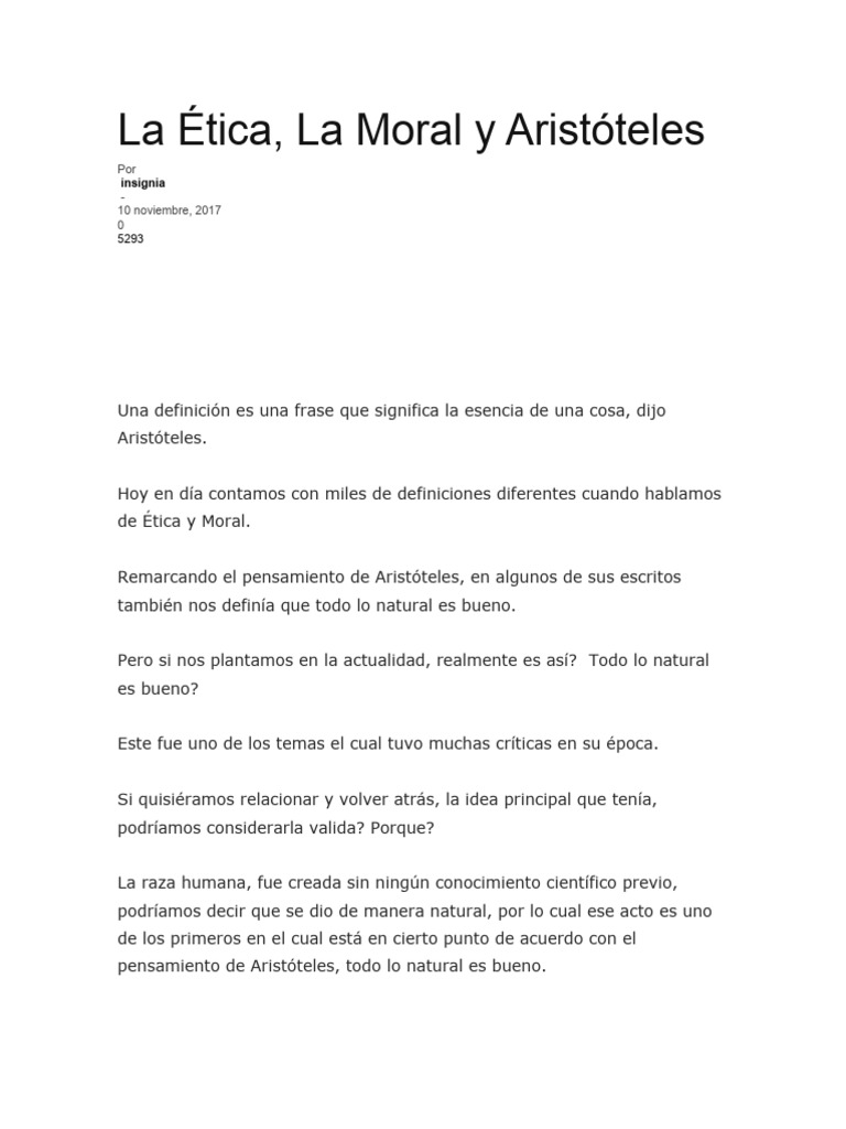 La Ética | PDF | Moralidad | Virtud