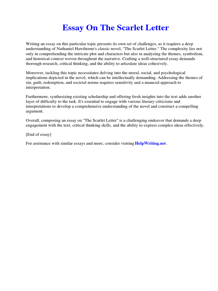Essay On The Scarlet Letter | PDF | Harry Potter