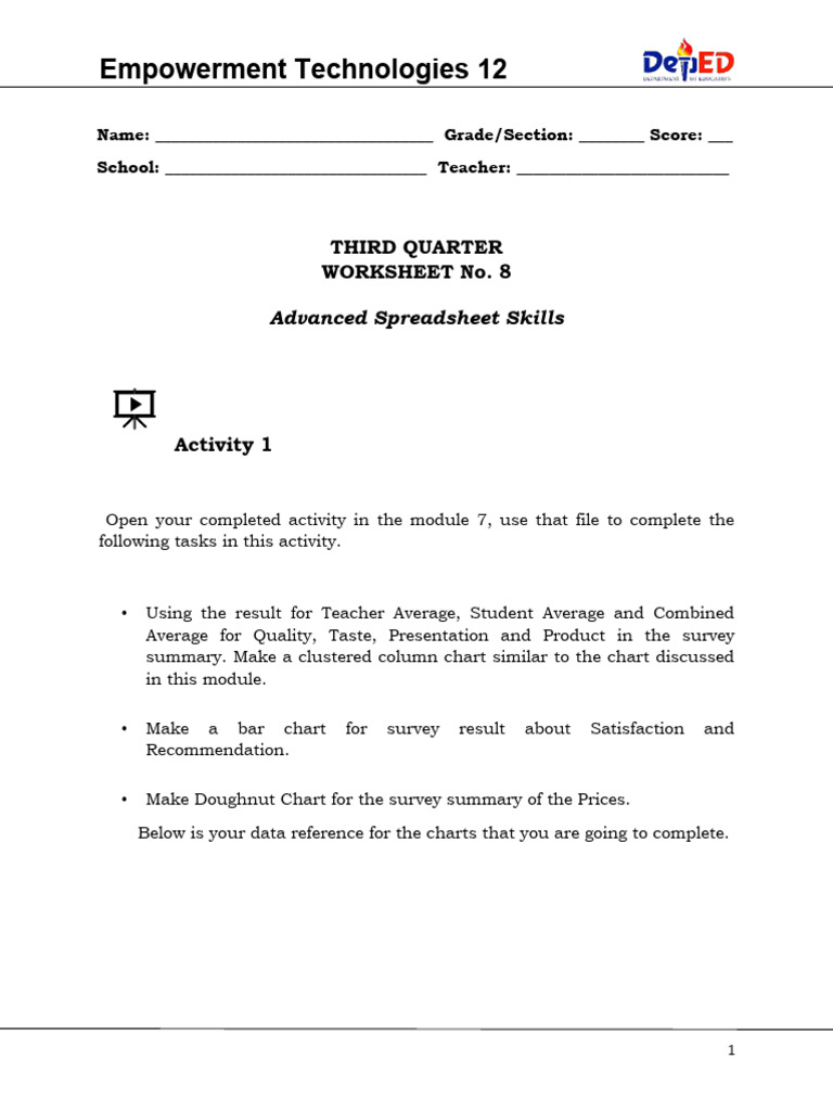 TVL Empowerment Technologies q2 Spreadsheet | PDF | Microsoft Excel ...