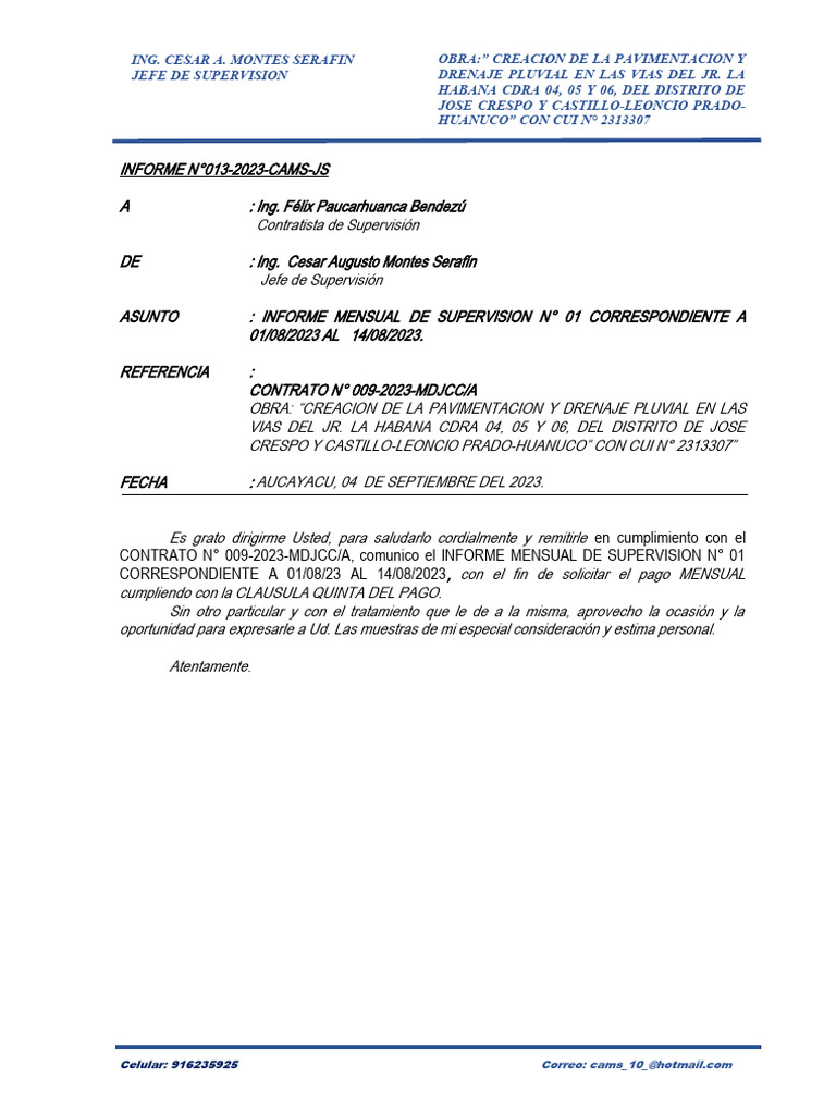 Informe de Supervision | PDF | Hormigón | Materiales