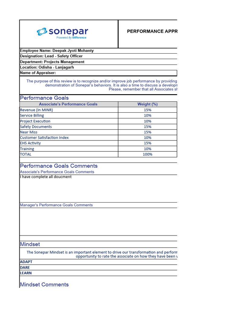 Sonepar - Year End Evaluation Form-2023 - Deepak Mohanty | PDF | Leadership | Performance Appraisal