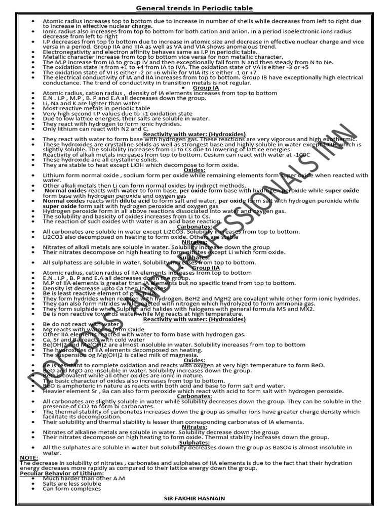 CHEM-XII, General Trends in Periodic Table S Block - 240122 - 162237 ... CHEM-XII, General Trends in Periodic Table S Block - 240122 - 162237 ...