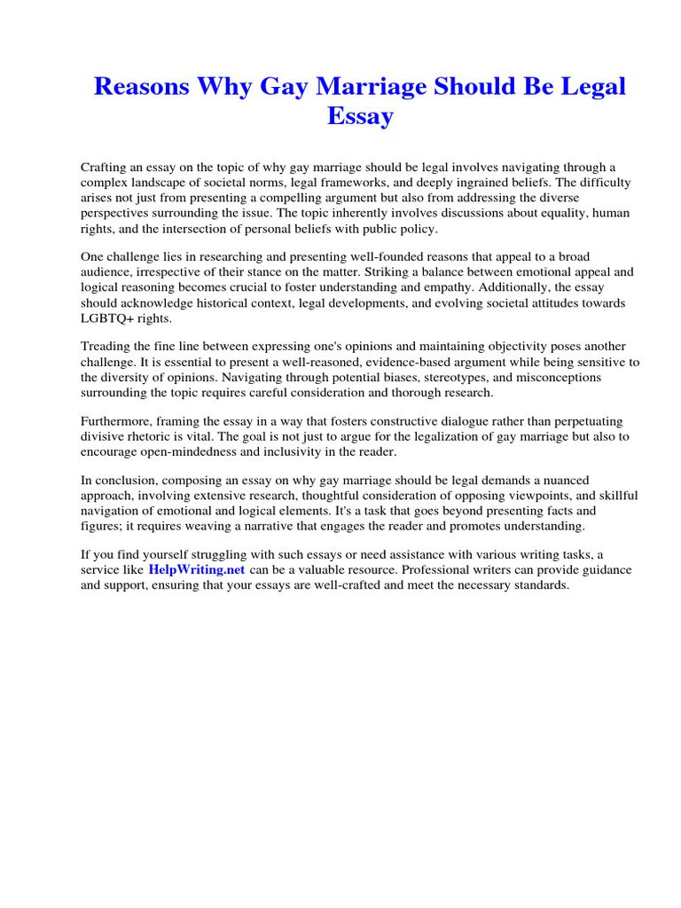 Reasons Why Gay Marriage Should Be Legal Essay | PDF | G.I. Joe | Poetry