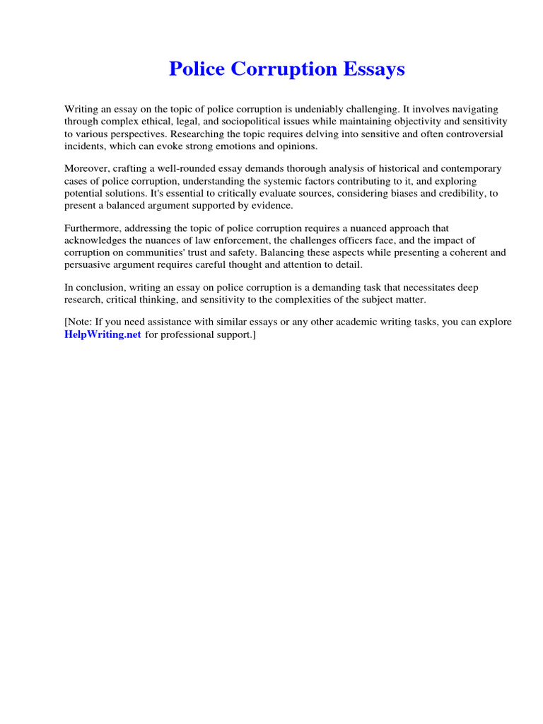 Police Corruption Essays | PDF | Psychological Trauma | Compassion