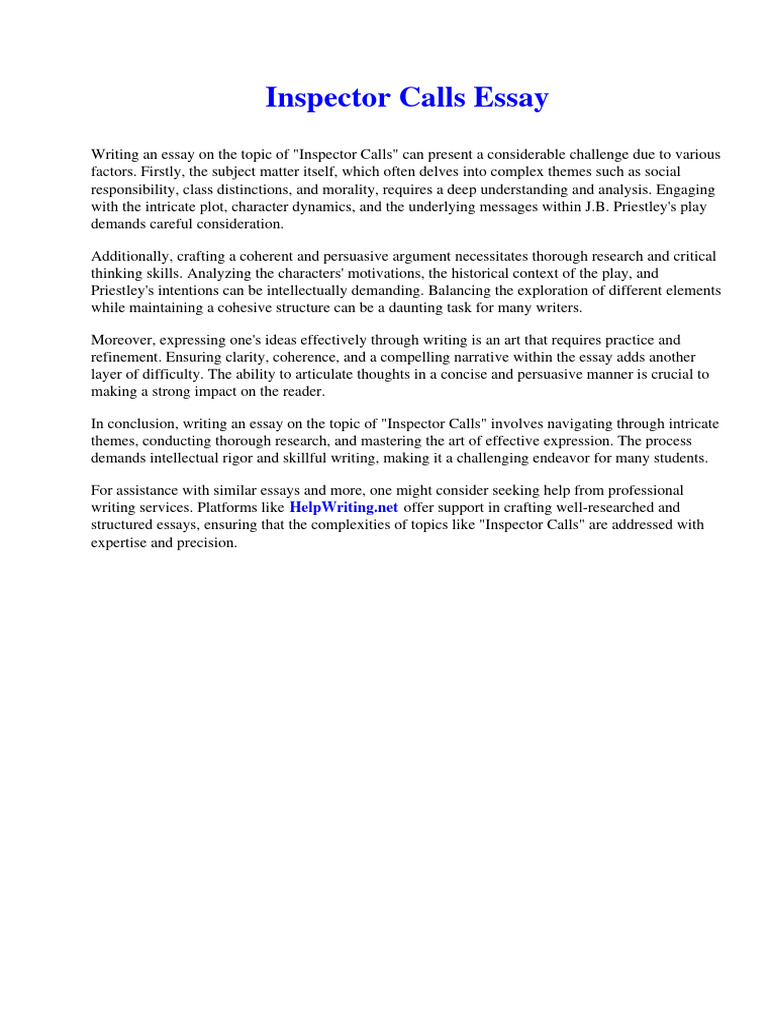 Inspector Calls Essay | PDF | Eugenics | Mandarin Chinese