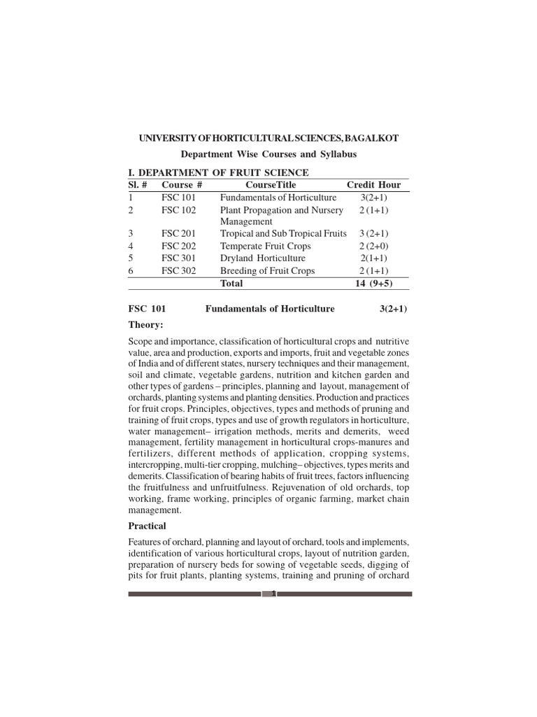 Course Syllebus B.SC 2018 | PDF | Plant Breeding | Horticulture