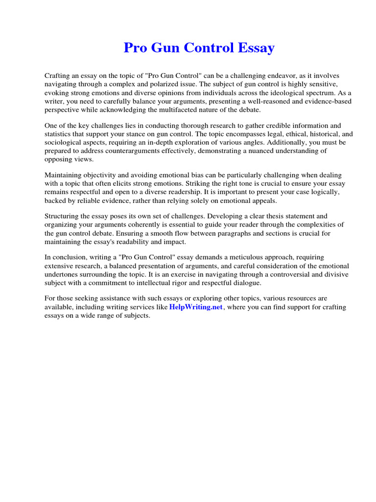 Pro Gun Control Essay | PDF | Essays | Value Chain
