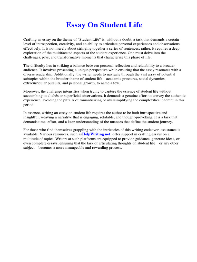 Essay On Student Life | Download Free PDF | Ice Hockey | Introduced Species