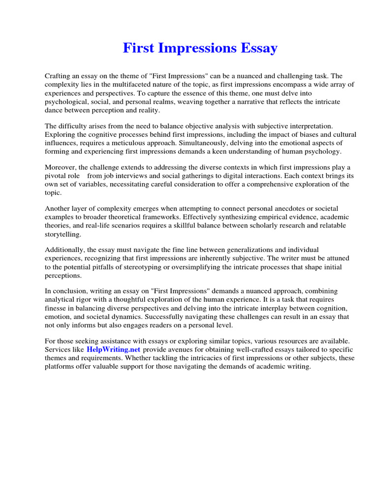 First Impressions Essay | PDF | Coca Cola | Advertising