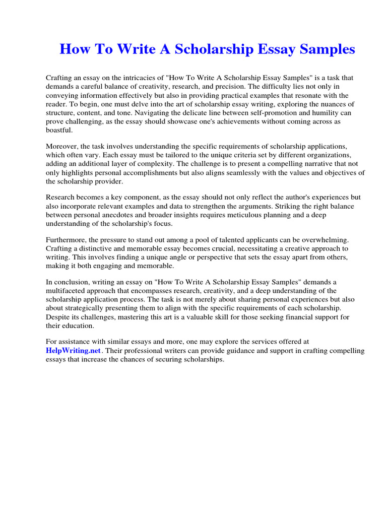 How To Write A Scholarship Essay Samples | PDF | Essays | Adultery