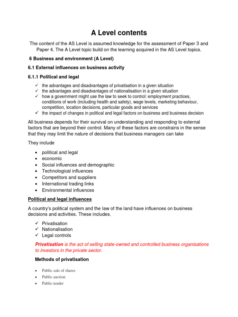 EXTERNAL INFLUENCES ON BUSINESS ACTIVITY Week 3 Notes | PDF | Inflation ...