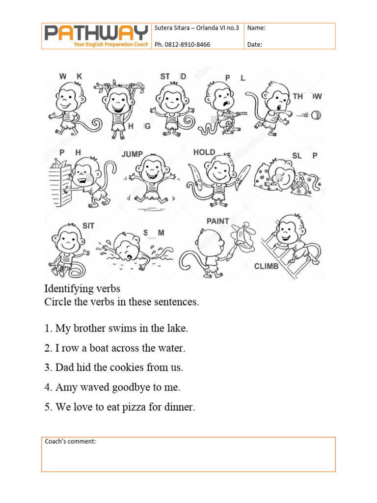 1st Grade Action Verb | PDF