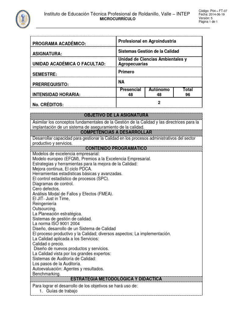 Sistemas_Gestion_Calidad iet roldanillo | PDF | Calidad (comercial ...