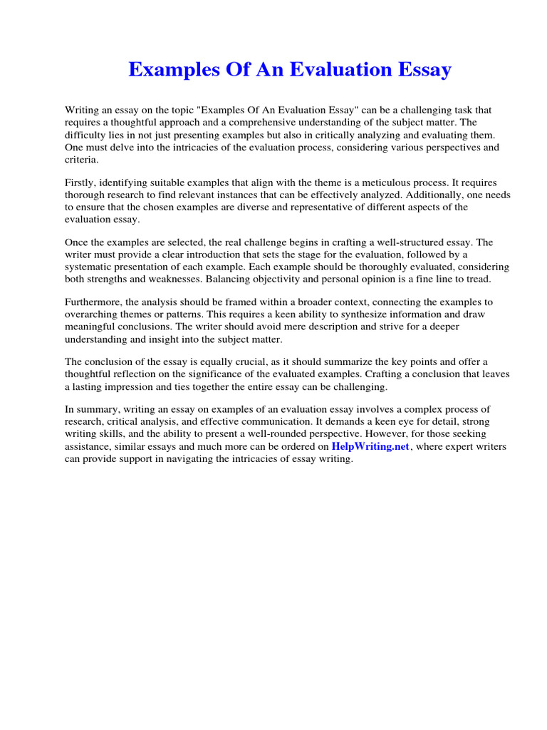 Examples of an Evaluation Essay | PDF | Libraries | Essays